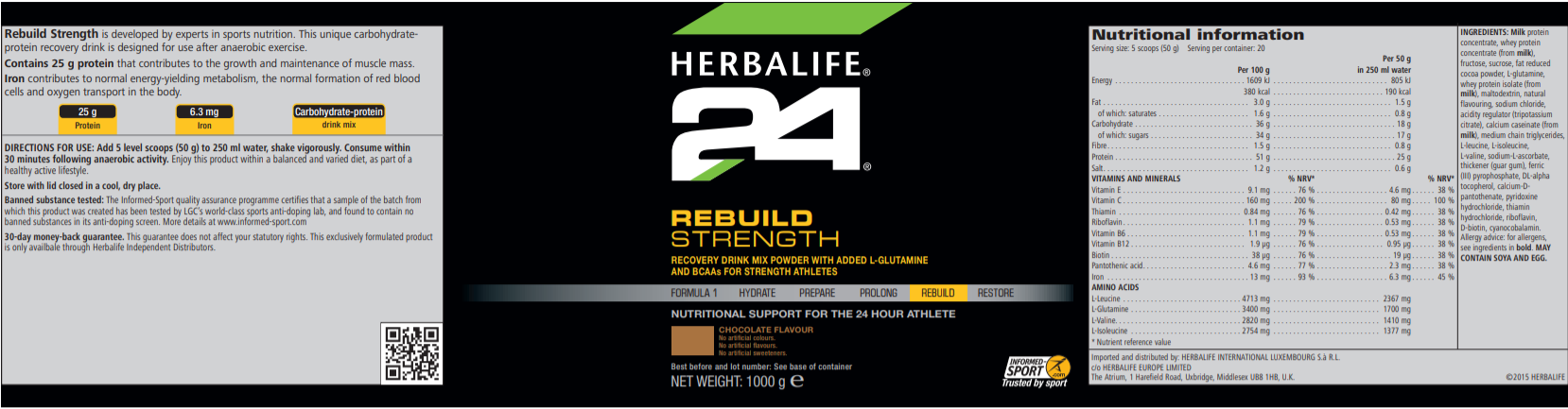 Herbalife Rebuild Strength Chocolate 1000 g
